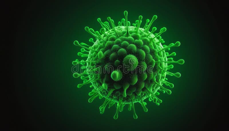 Green Spherical Virus Representation Stock Illustration - Illustration ...