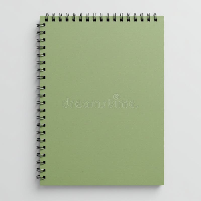 Green Spiral-bound Notebook with a Textured Cover, Positioned Against a ...