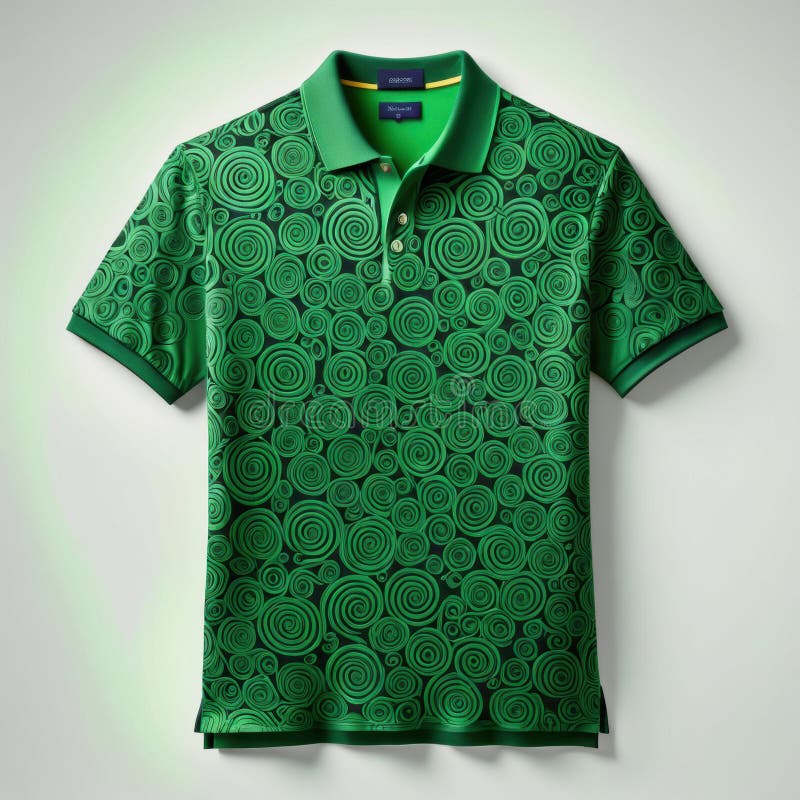 Green Spiral Pattern Polo Shirt. Stock Illustration - Illustration of ...