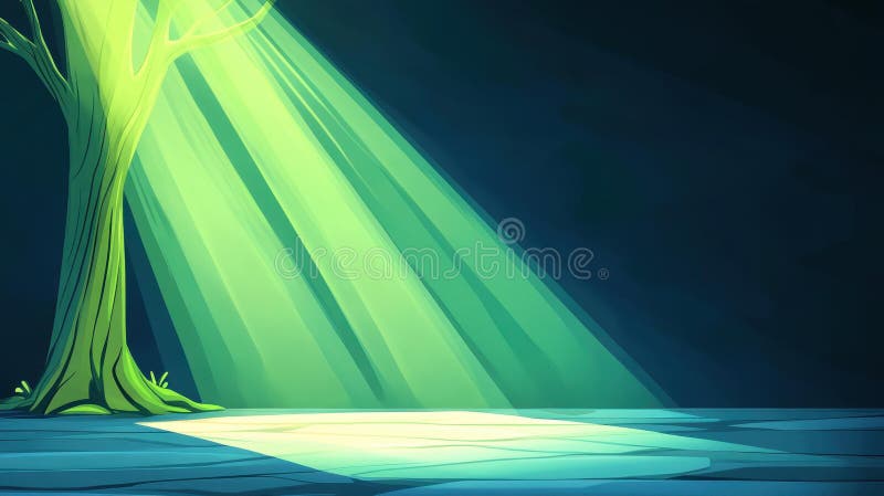 Green Spotlights Illuminate a Dark Stage, Setting the Mood for a ...