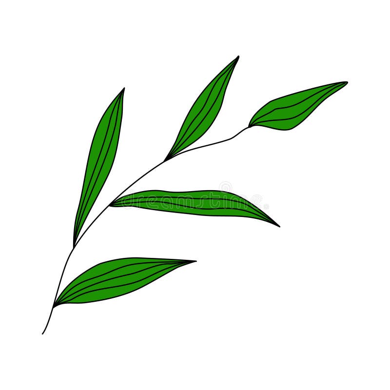 Sprig or Branch, Ecology or Natural Element, Doodle Style Flat Vector ...