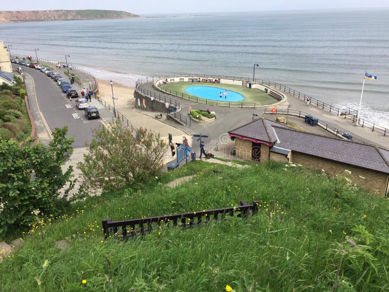 Filey Bay Beach On Yorkshire Coast Near Reighton Gap Stock Photo ...