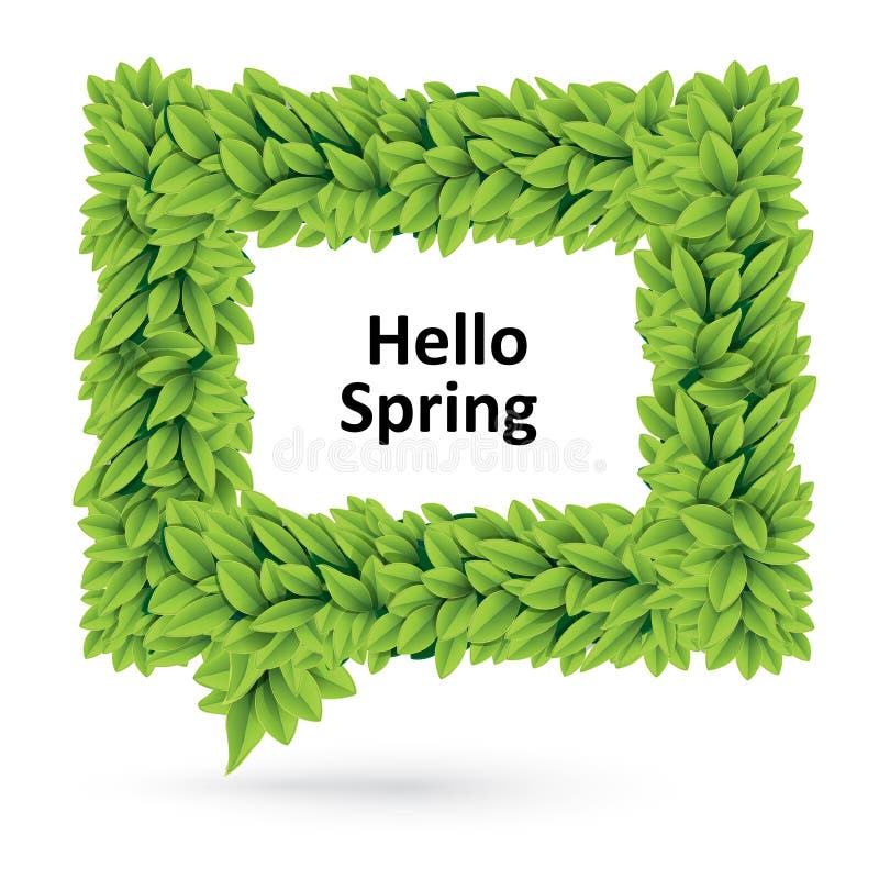 Green Spring Speech Bubble of Leaves Stock Illustration - Illustration ...