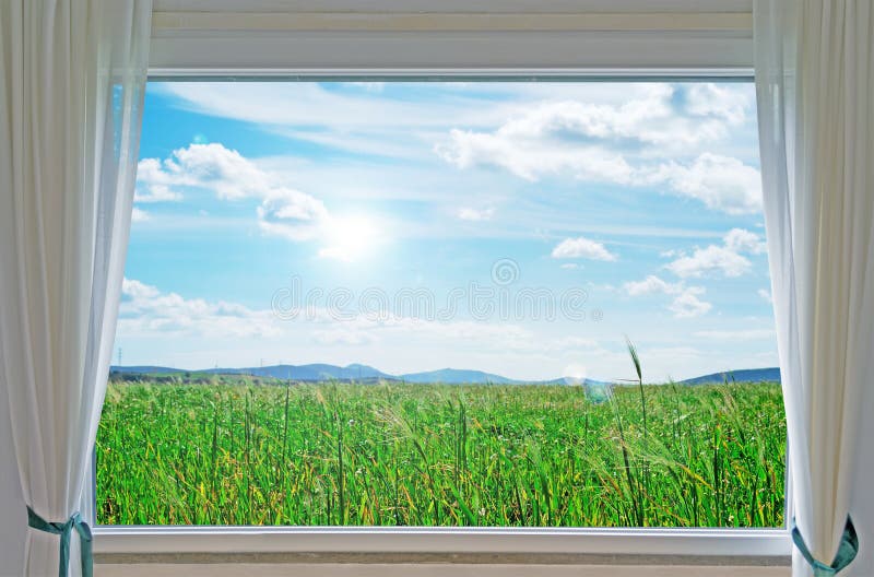 Meadow and window stock image. Image of flare, home, beauty - 30165619