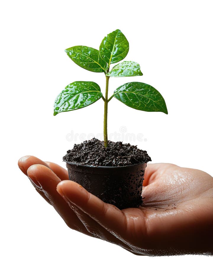 Green Sprout Growing in Hand. Stock Illustration - Illustration of life ...