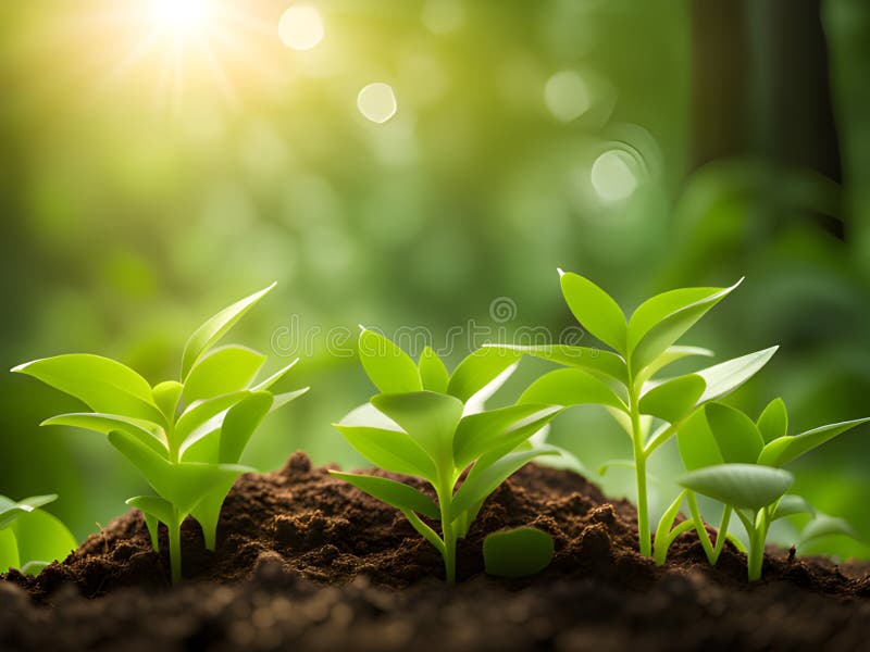 Green Sprout Growing in Soil, Ai Generated Stock Illustration ...