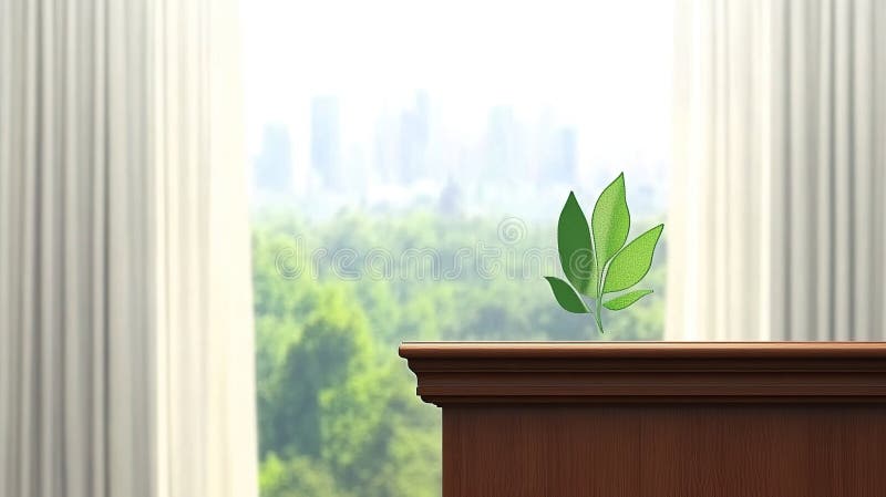 Green Sprout Growth, Office Window, City View, Eco-concept Stock Image ...