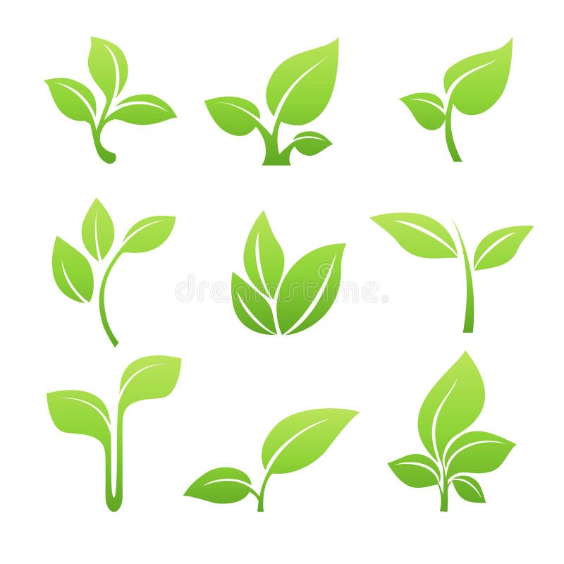 Green Sprout Symbol Vector Icon Set Stock Vector - Illustration of ...