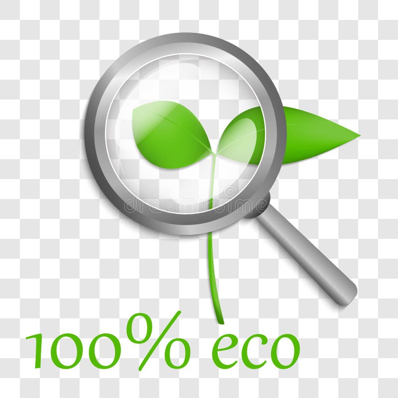Green Sprout Under Transparent Loupe. Vector Logo Design 100 EC Stock ...