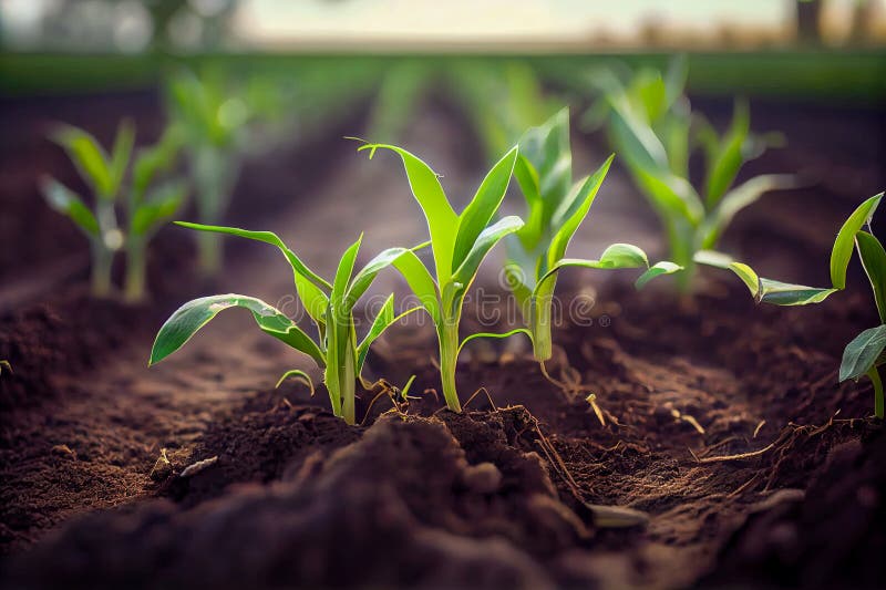 Green Sprouts in the Field. Generative AI, Generative, AI Stock ...