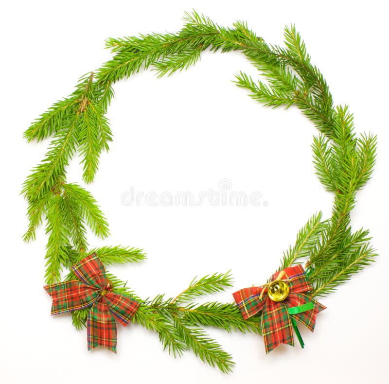 Green Spruce Frame with Decoration Stock Photo - Image of isolated ...