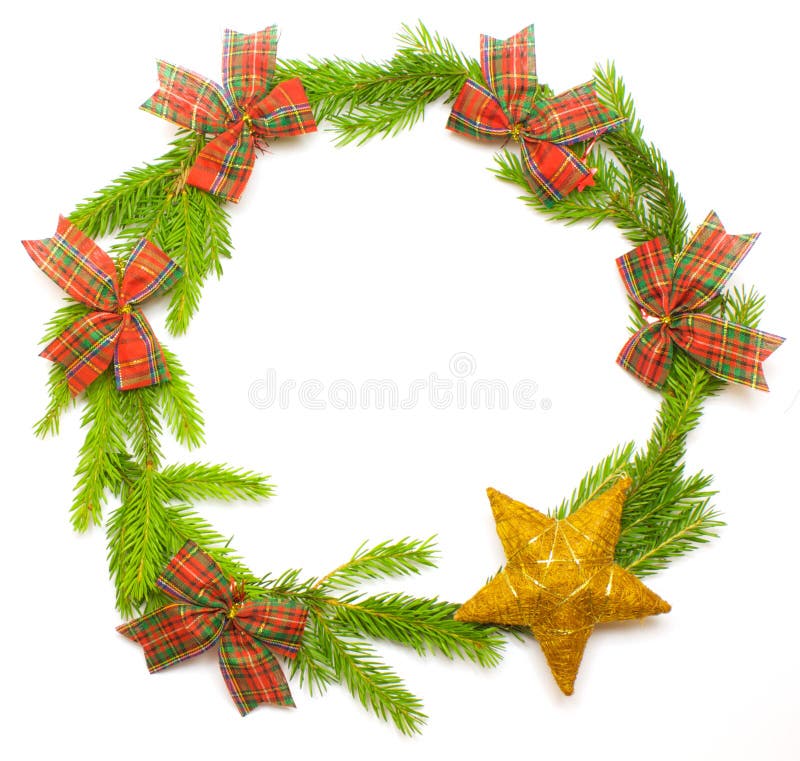 Green Spruce Frame with Decoration Stock Image - Image of freshness ...