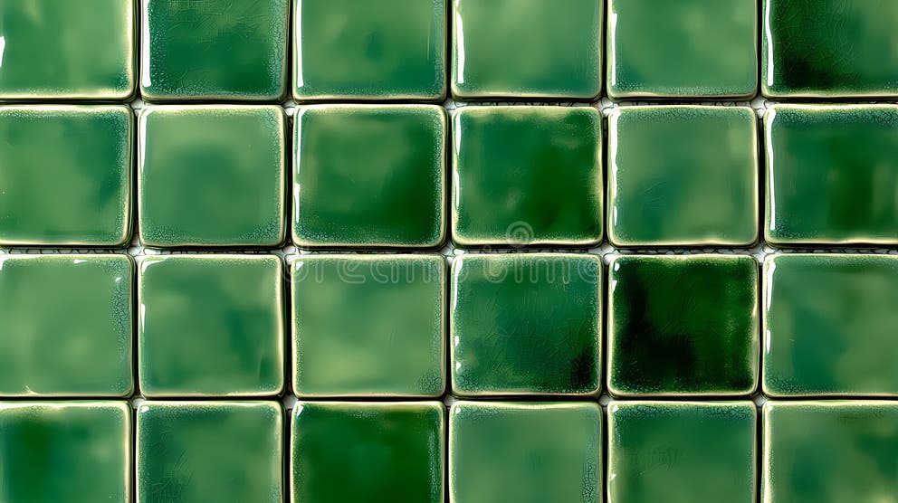 Green Square Ceramic Tiles Creating Repeating Pattern on Wall Stock ...