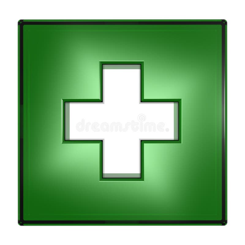 Green Square with Cross Isolated on White. Stock Illustration ...