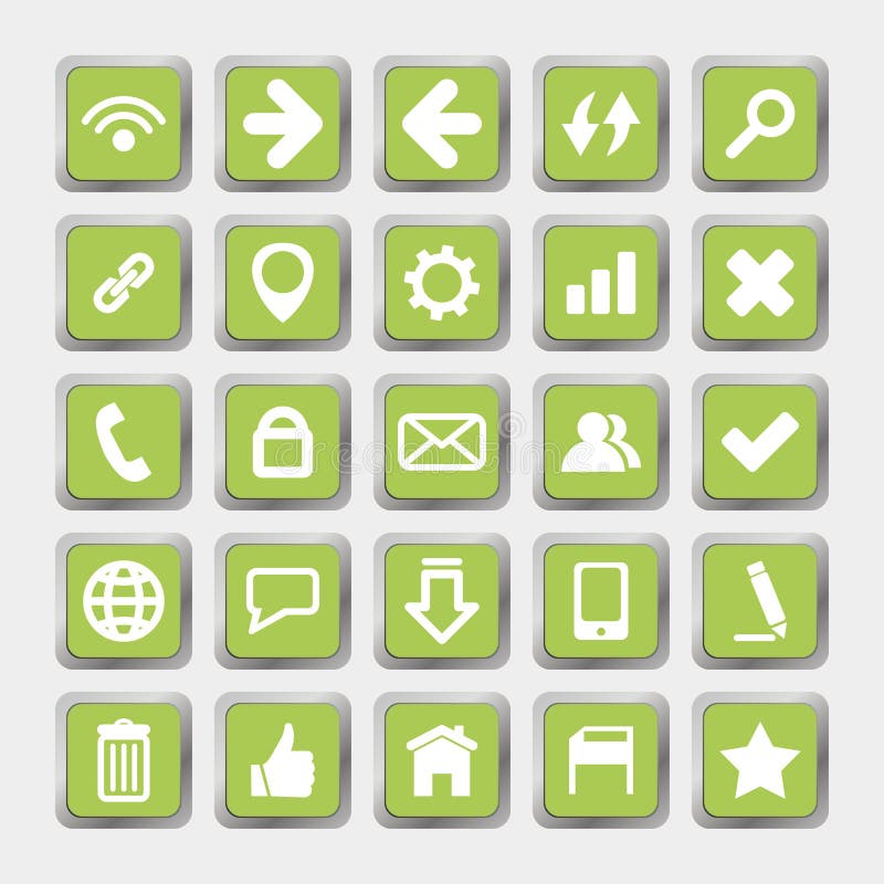 Green Square Icons Social Media and Internet Stock Illustration ...