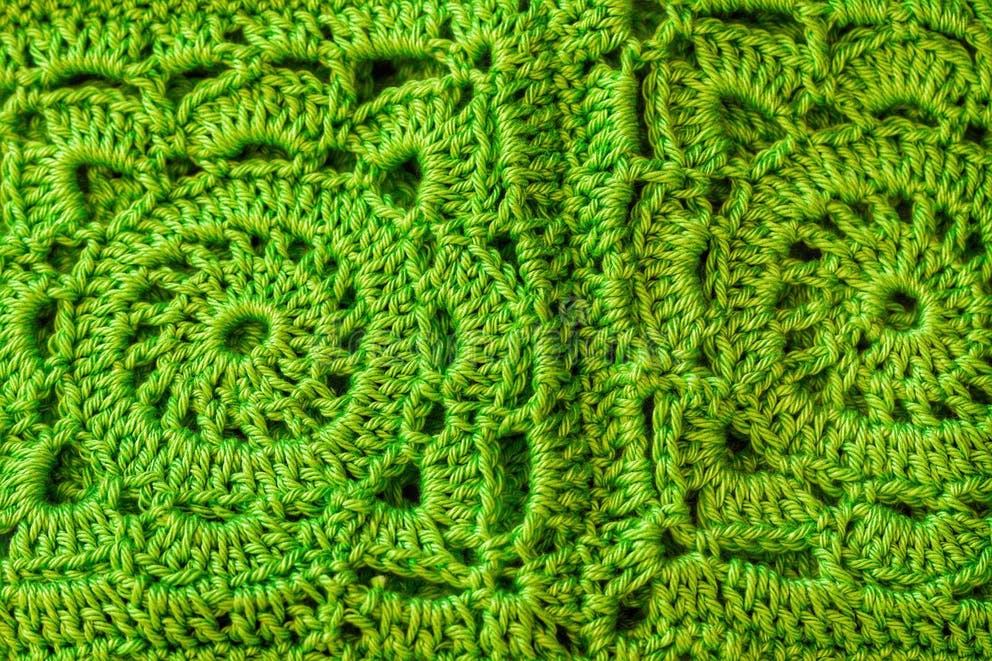 Green Square Pattern Crochet - Handmade Stock Image - Image of pattern ...