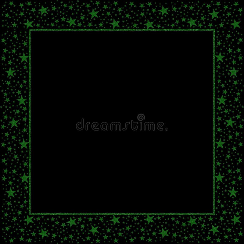 Green Square Rectangular Frame with Green Sparkling Star Clipart Icon ...