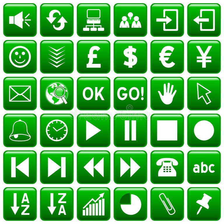 Green Square Web Buttons [3] Stock Illustration - Illustration of chart ...