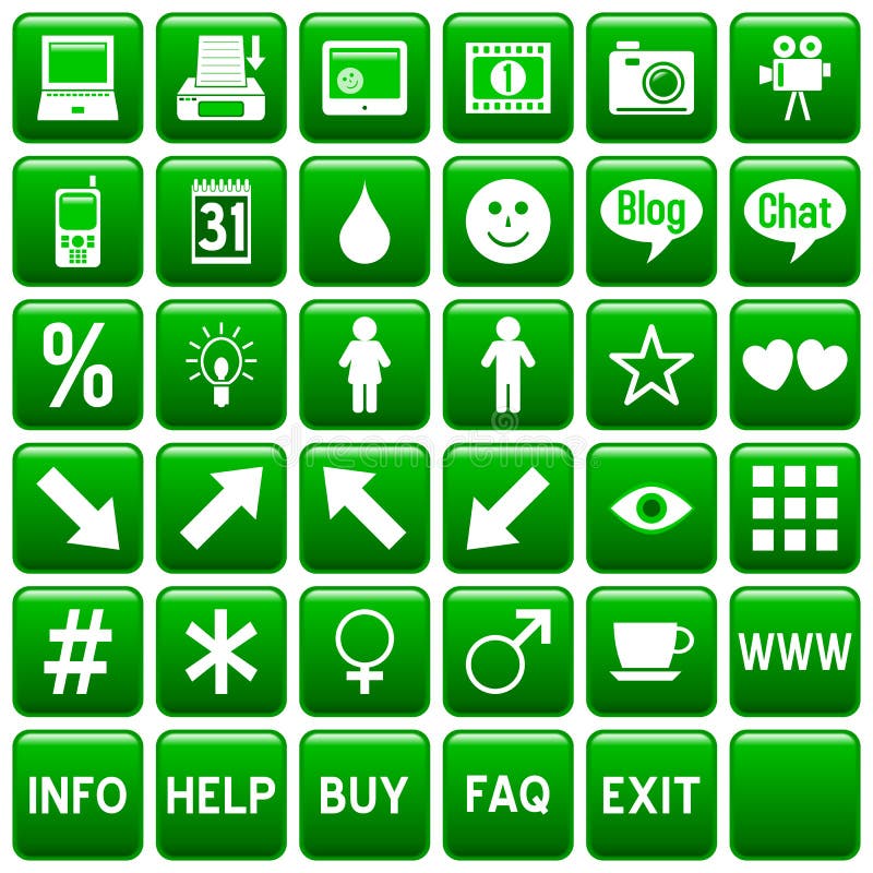 Green Square Web Buttons [1] Stock Illustration - Illustration of ...