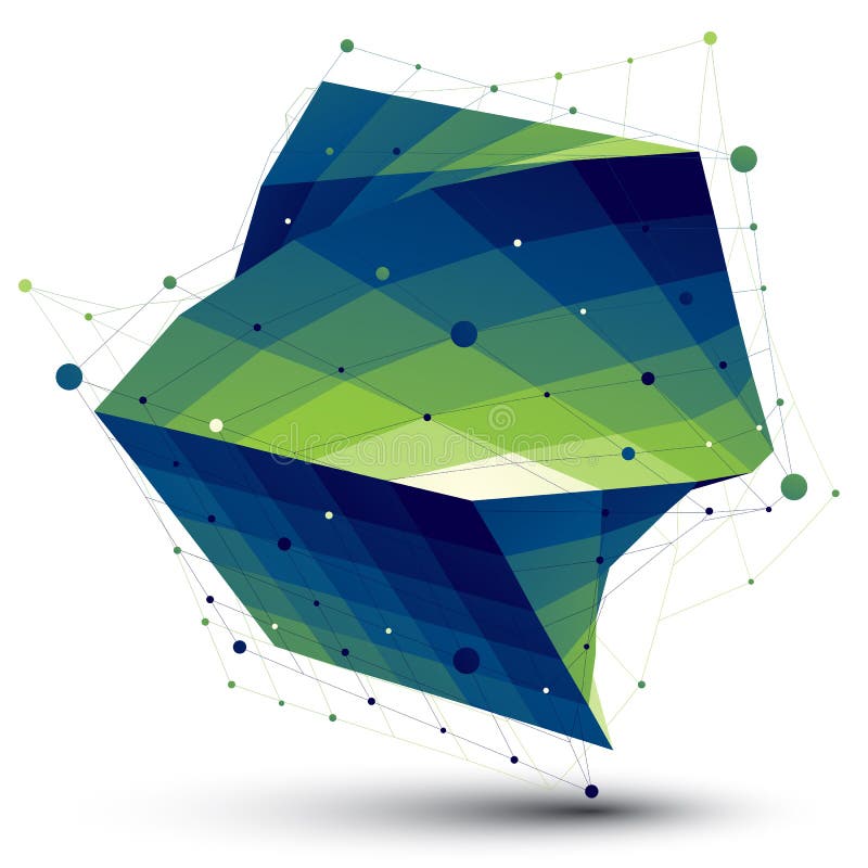 Green Squared Abstract 3D Shape, Colorful Twisted Vector Digital Stock ...