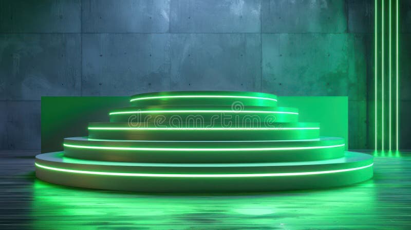 A Green Stage with a Green Backdrop Stock Illustration - Illustration ...