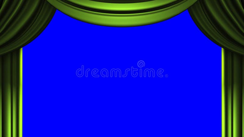 Green Stage Curtain on Blue Chroma Key Stock Video - Video of seamless ...