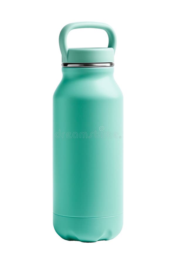 Green Stainless Steel Water Bottle on White Background Stock Image ...
