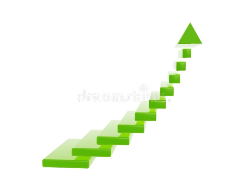 Green Stair Steps Grow Up Arrow Stock Illustration - Illustration of ...
