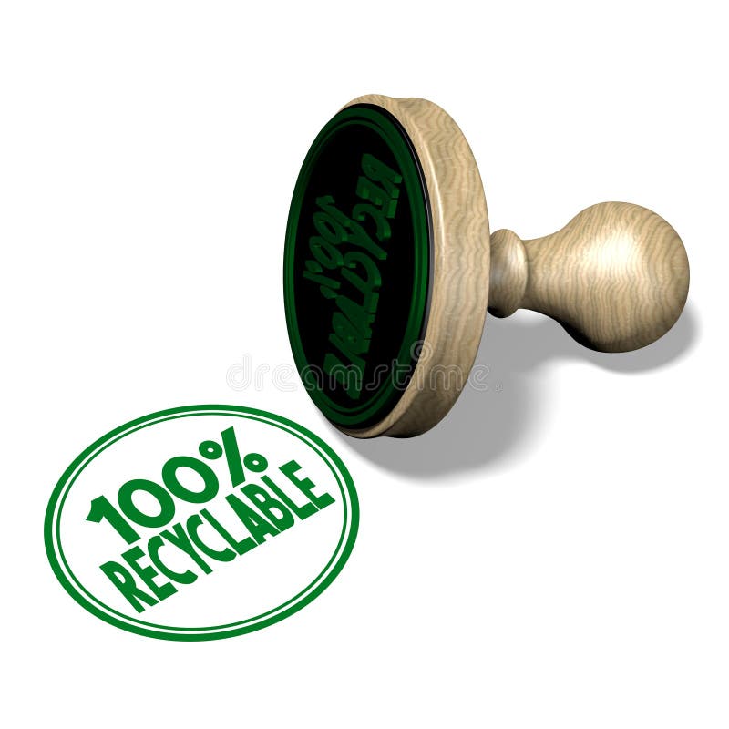 100 Recyclable - Green Stamp - 3D Illustration Stock Illustration ...