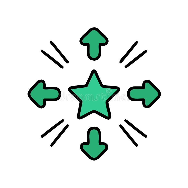 Green Star with Directional Arrows Vector for Design Projects and ...