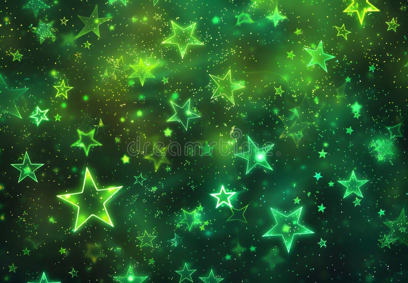 Glowing Green Stars Night Sky Abstract Background Stock Illustration ...