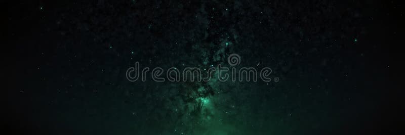 Green Stars on Black Empty Space Universe Void Panoramic Wide Angle Ai ...