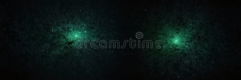 Green Stars on Black Empty Space Universe Void Panoramic Wide Angle Ai ...