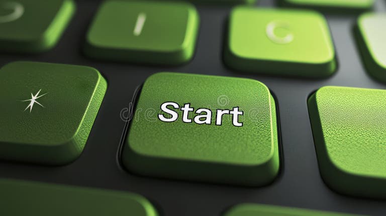 A Green Start Button on a Keyboard, Representing the Commencement and ...