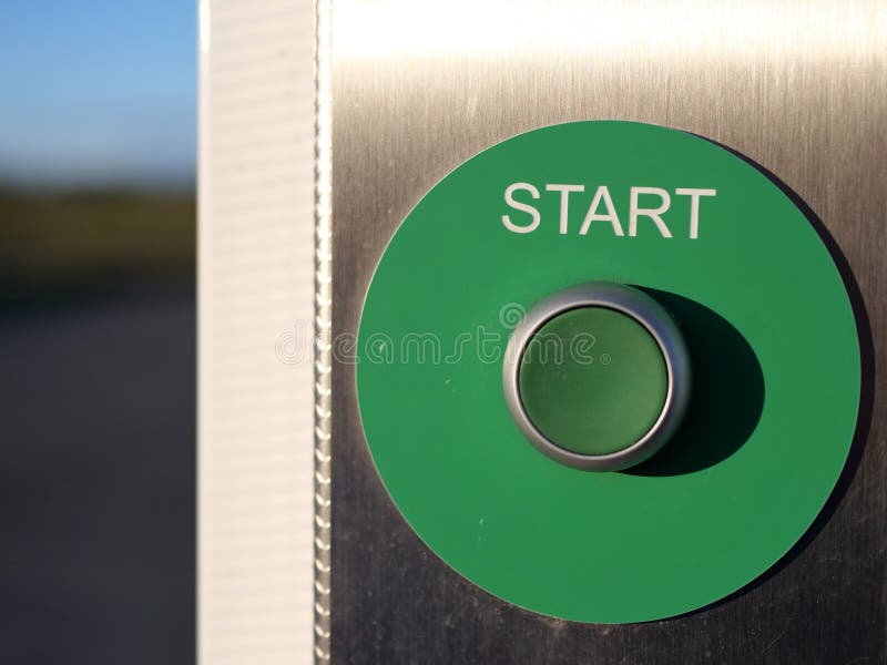Green Start Button in a Metal Cabinet Stock Photo - Image of industrial ...