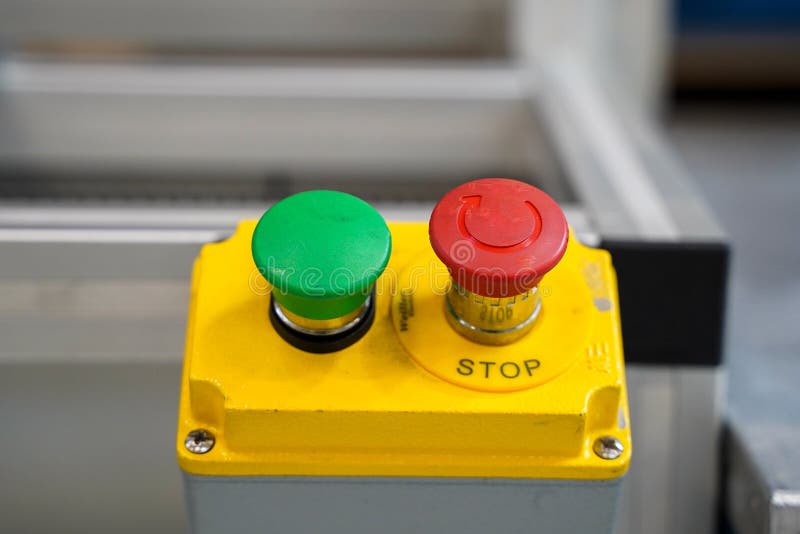 Green Start and Red Stop Buttons in Factory Stock Photo - Image of ...