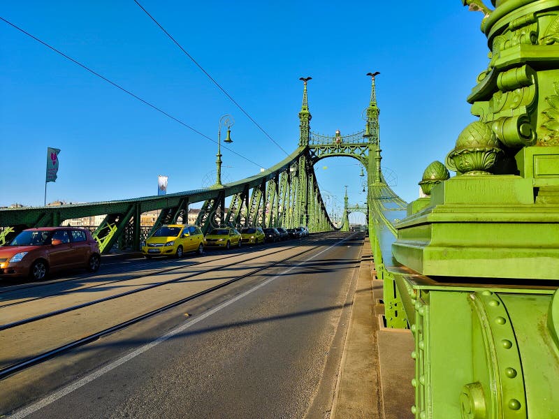 Green Steel Bridge upon Dunabe River Editorial Photo - Image of green ...