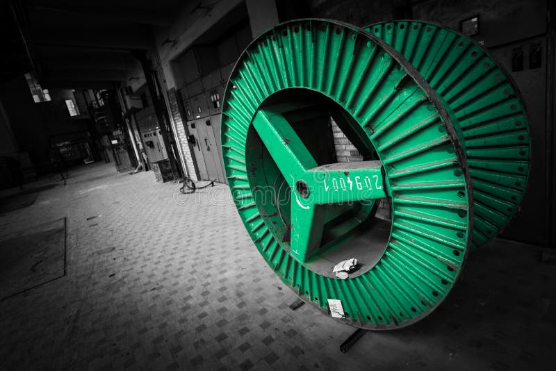 Green Steel Wheel for Electrical Conductor Cable Stock Photo - Image of ...