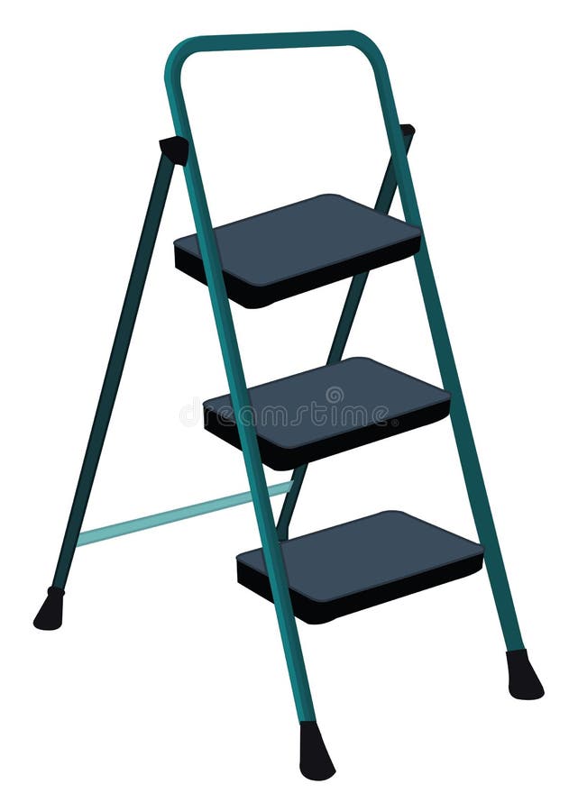 Green step ladders, icon stock vector. Illustration of flat - 262386607