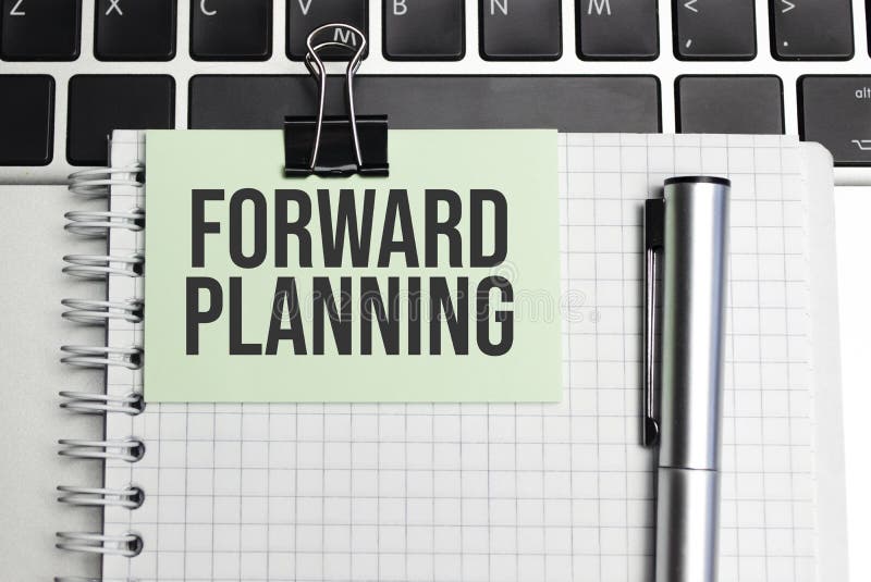 Green Sticker, Laptop with Forward Planning Words Stock Image - Image ...