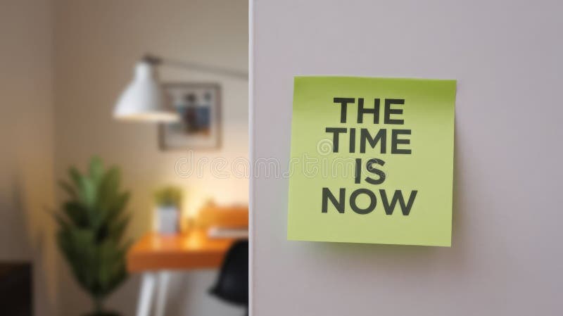 Green Sticky Note with the Words "the Time is Now" As a Motivational ...