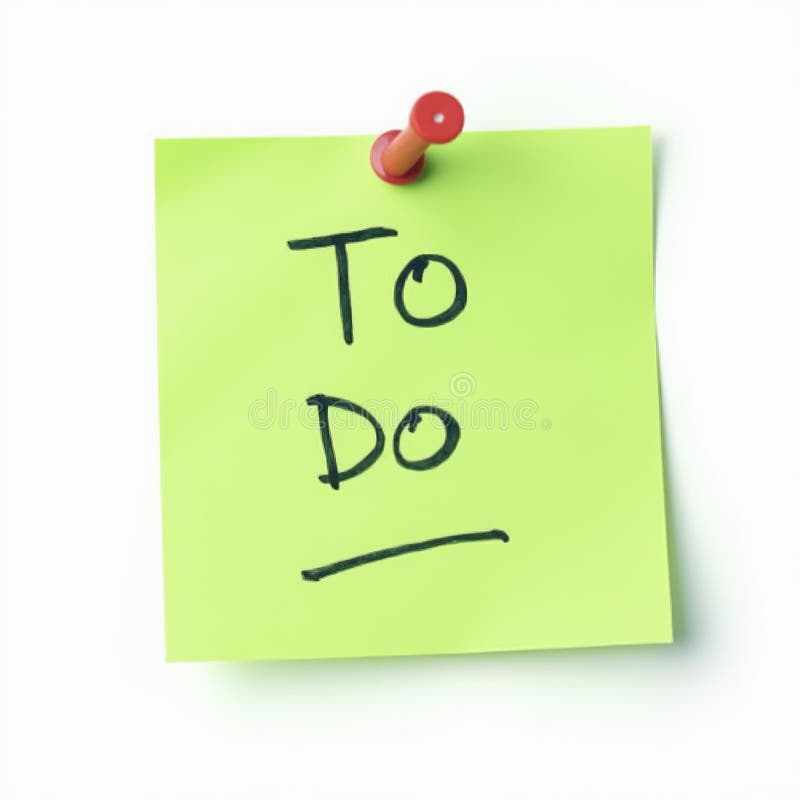 Green Sticky Notes with To-Do Signs Isolated on a White Background ...