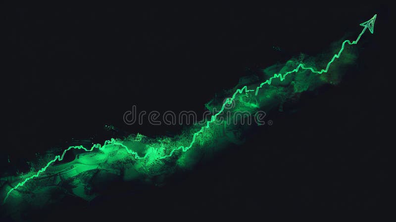 A Green Stock Chart with an Arrow Pointing Up Stock Photo - Image of ...