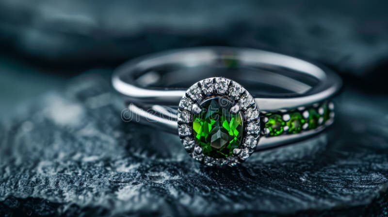 Green Stone in Center, Diamond Embedded on a Rock Stock Photo - Image ...