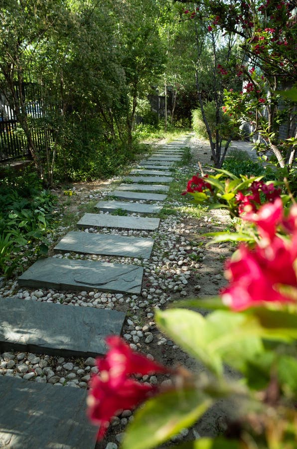 The Green Stone Paths in the Park Stock Photo - Image of paths, green ...