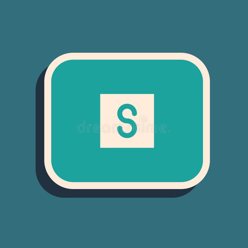 Green Stop Media Button Icon Isolated on Green Background. Long Shadow ...