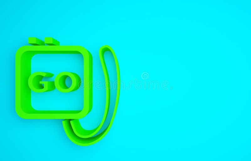 Green Stopwatch Icon Isolated on Blue Background. Time Timer Sign ...