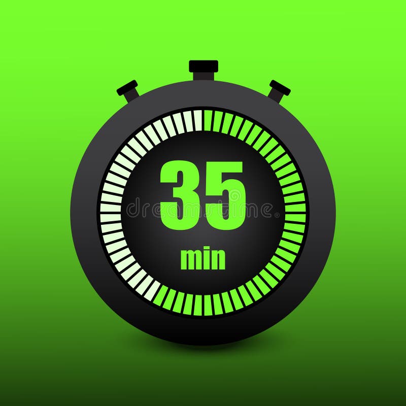 Green Stopwatch Icon. Thirty Five Minutes. 35 Minutes. Time Management ...