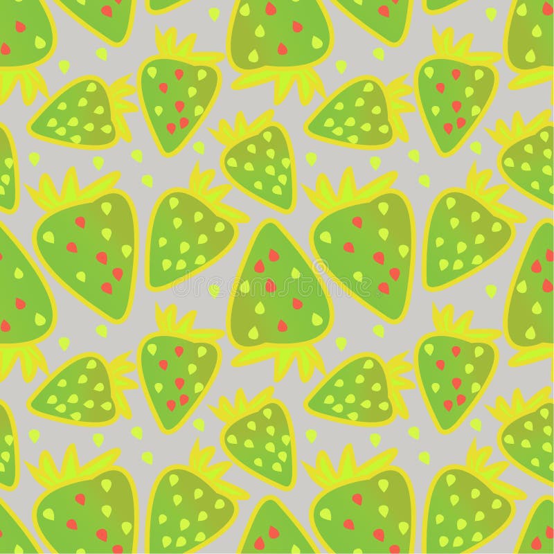 Green strawberries pattern stock illustration. Illustration of decor ...