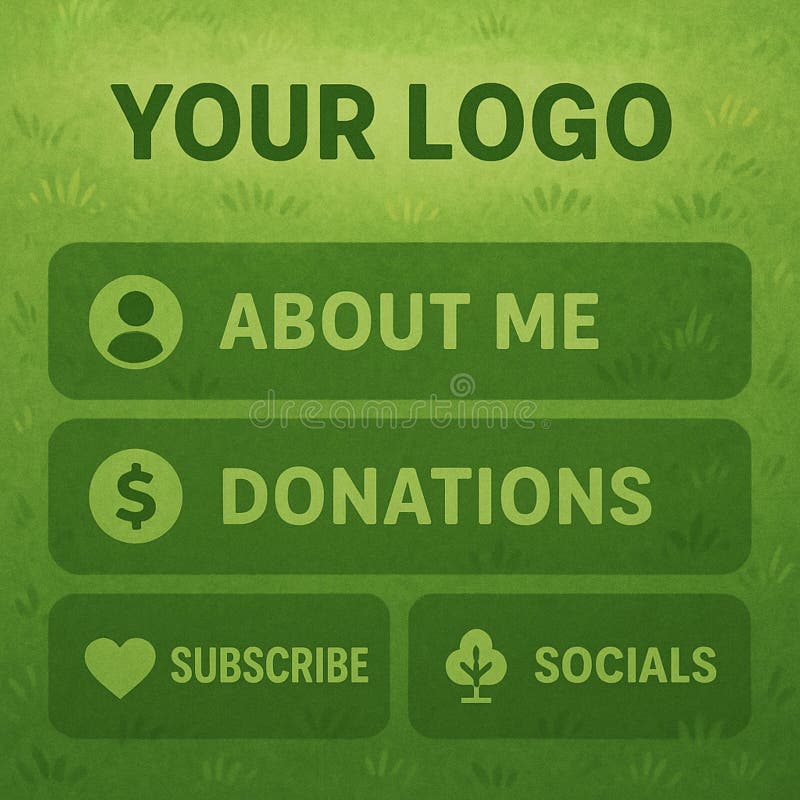 Green Streamer Overlay with about Me & Donations Buttons Stock ...